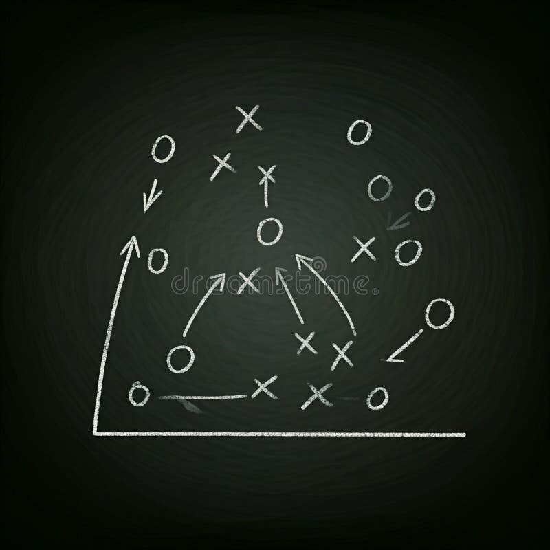 Football Tactics Drawn on a Chalkboard Stock Illustration ...