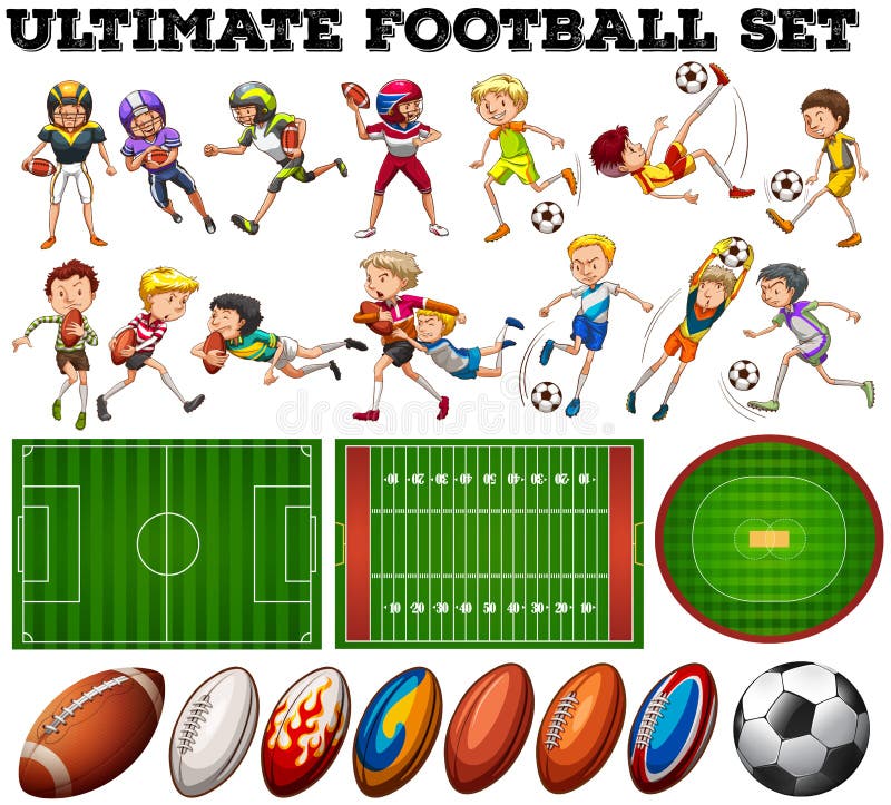 Football Theme with Players and Ball Stock Vector - Illustration of ...