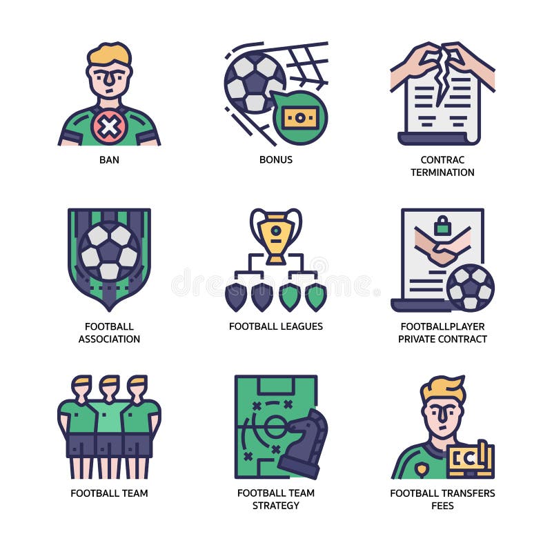 Football Transfers Icons Set Stock Vector - Illustration of vector ...