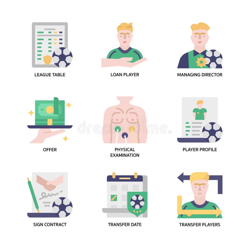 Football Transfers Icons Set Stock Vector - Illustration of style ...
