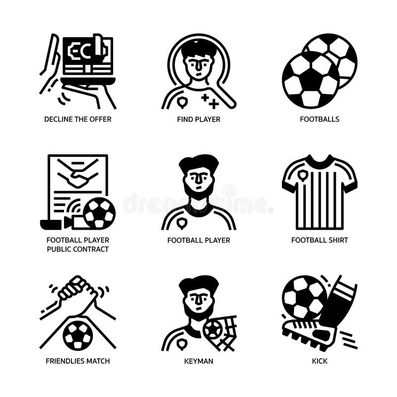 Football Transfers Icons Set Stock Vector - Illustration of scorer ...