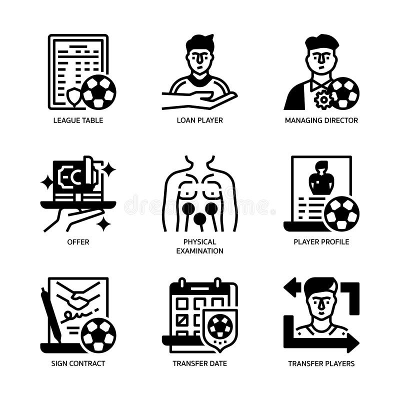 Football Transfers Icons Set Stock Vector - Illustration of ...
