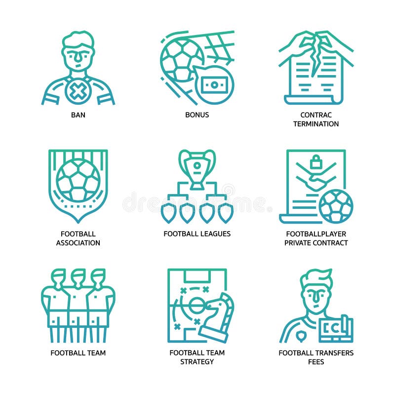 Football Transfers Icons Set Stock Vector - Illustration of striker ...