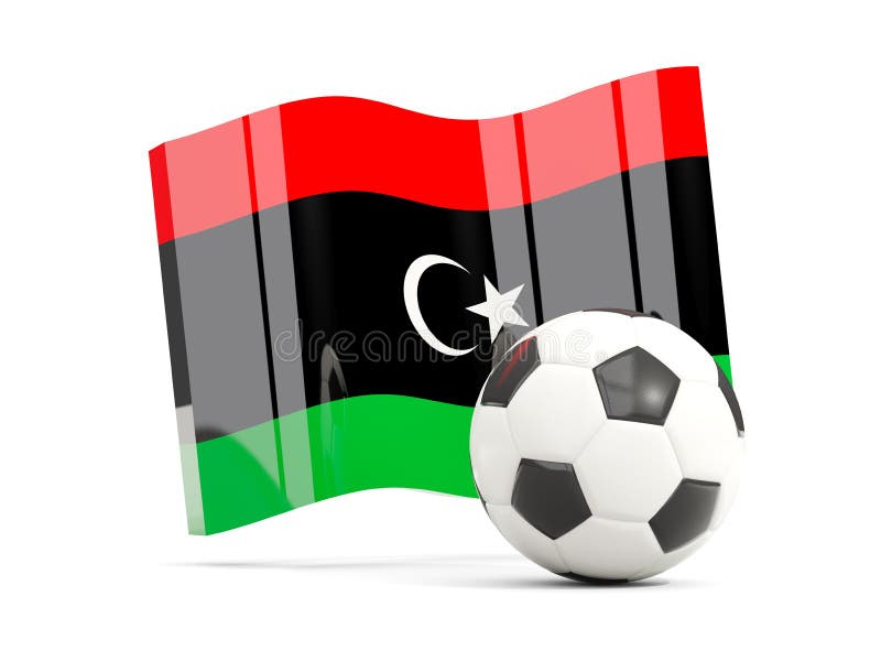 Football with Waving Flag of Libya Isolated on White Stock Illustration ...