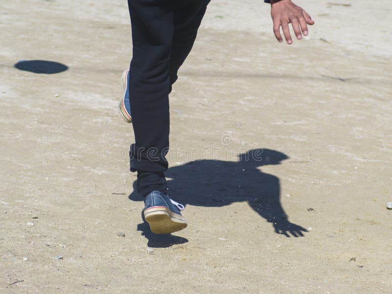 Footballer and His Shadow on the Ground Stock Photo - Image of ball ...