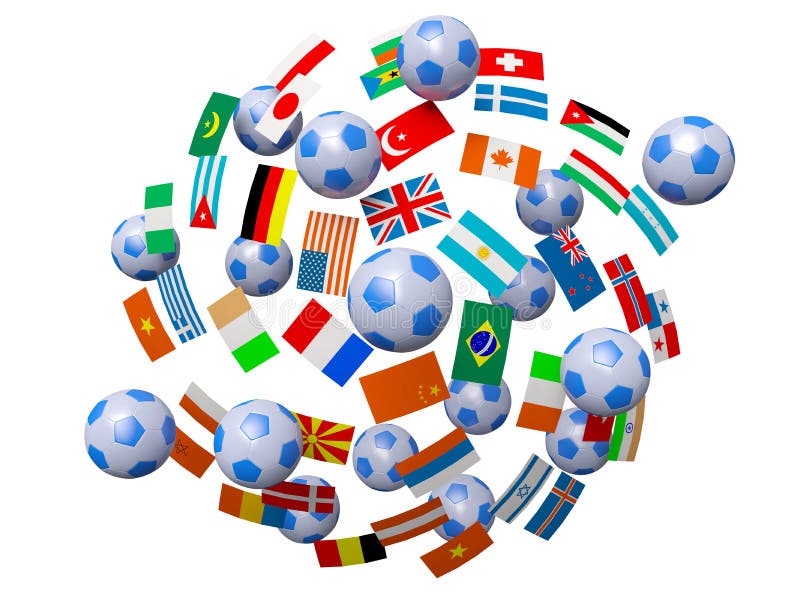 Footballs and flags stock illustration. Illustration of football - 27074371