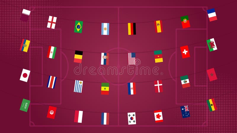Flags of All Participating Countries World Football Championship Stock ...