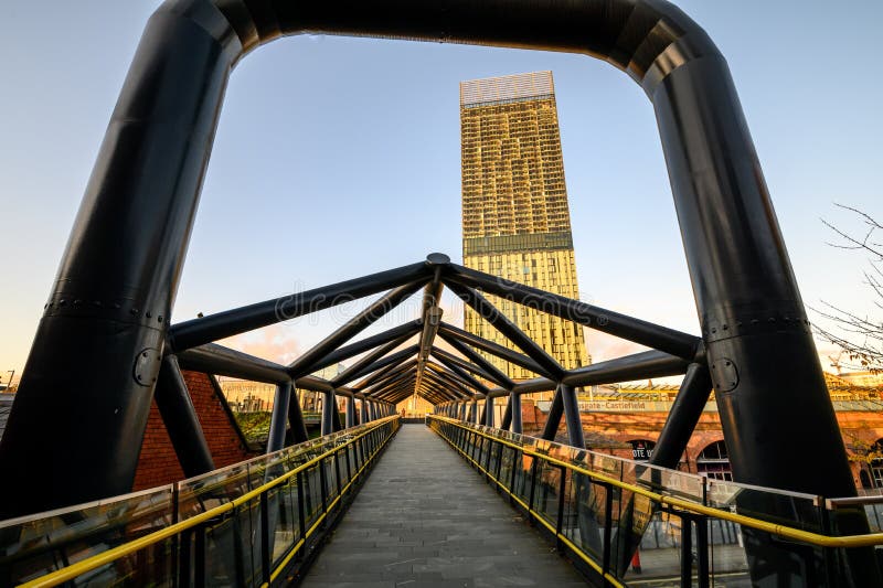 Footbridge Manchester UK stock image. Image of area - 181947033
