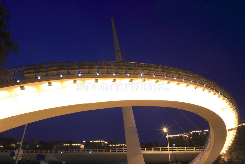 Footbridge Like Sundial,night Sight Editorial Photography - Image of ...
