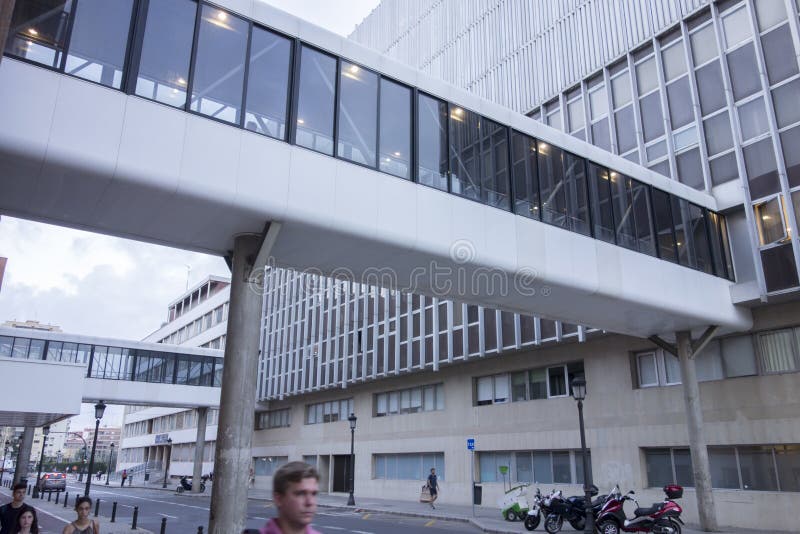 Elevated Walkway Bridge Between Two Buildings Stock Image - Image of ...