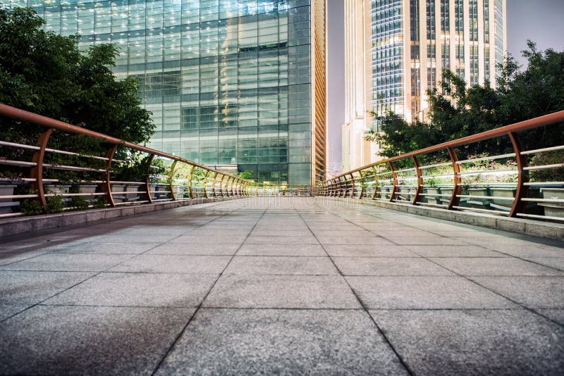 Footbridge and Modern Building Stock Photo - Image of footpath ...