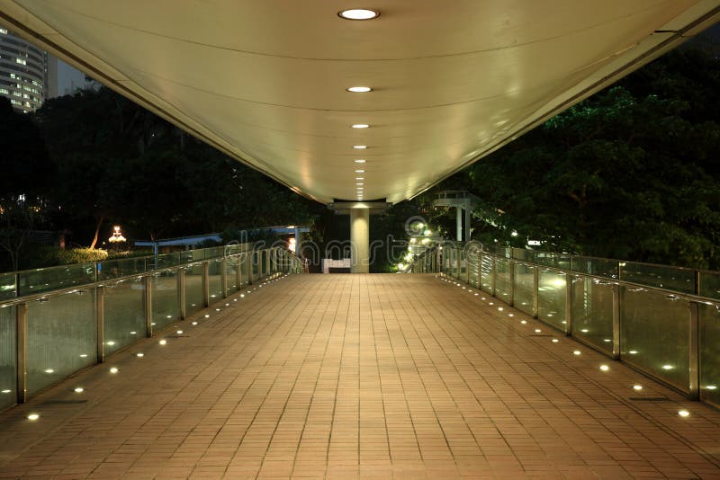 Footbridge at night stock image. Image of line, industry - 13930813