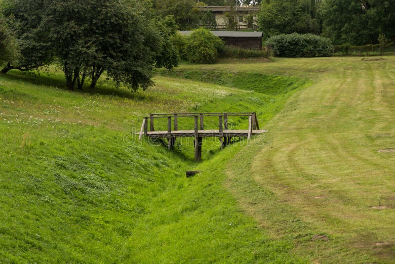 Footbridge Over Drainage Ditch Stock Image - Image of blue, nature ...