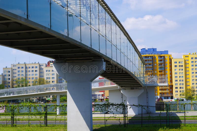 Footbridge over the street stock photo. Image of modern - 59480988