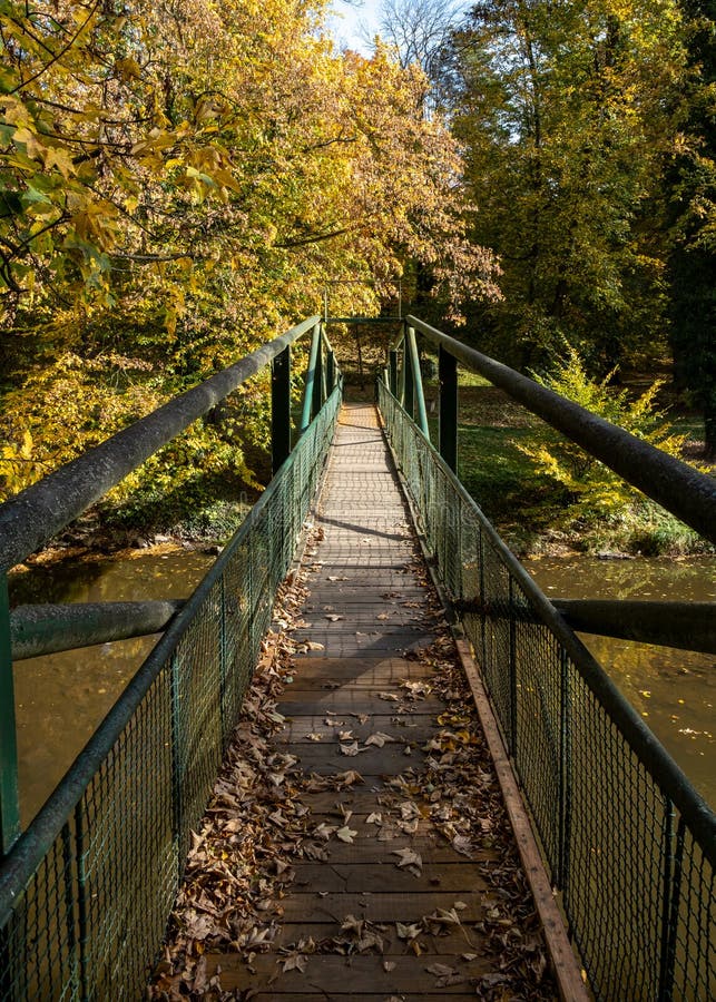 Footbridge Over the Weir at the Castle Zleby Stock Image - Image of ...