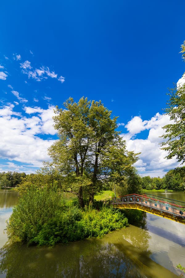 Footbridge in the park stock photo. Image of summer, colorful - 60137354