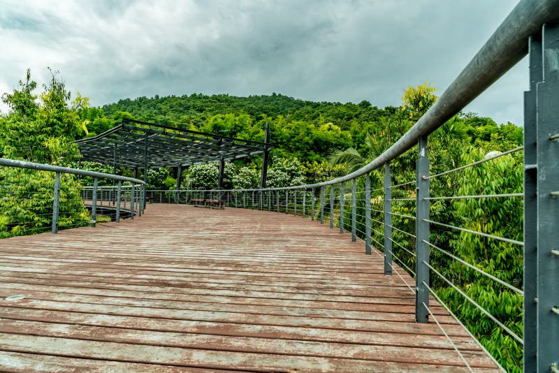 Footbridge in the park stock image. Image of wood, tourism - 98759845