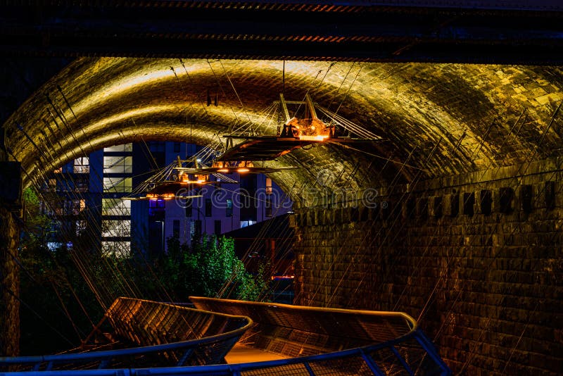 Footbridge Under the Viaduct Stock Photo - Image of architecture ...