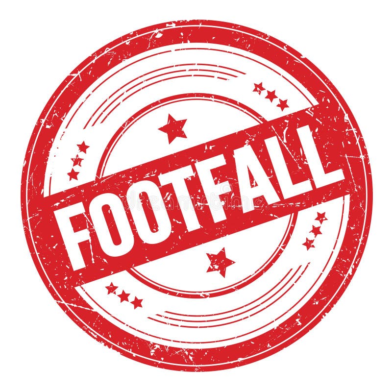 FOOTFALL Text on Red Round Grungy Stamp Stock Illustration ...