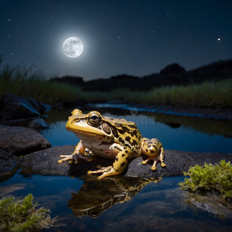 Foothill Yellow-Legged Frog Illuminated by Soft Moonlight Stock Image ...