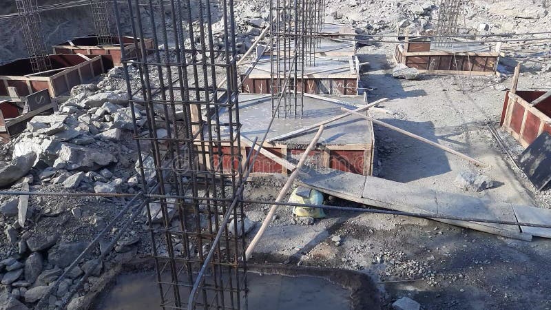 Footing or Raft of a Building is Cast with Concrete and Waiting for ...