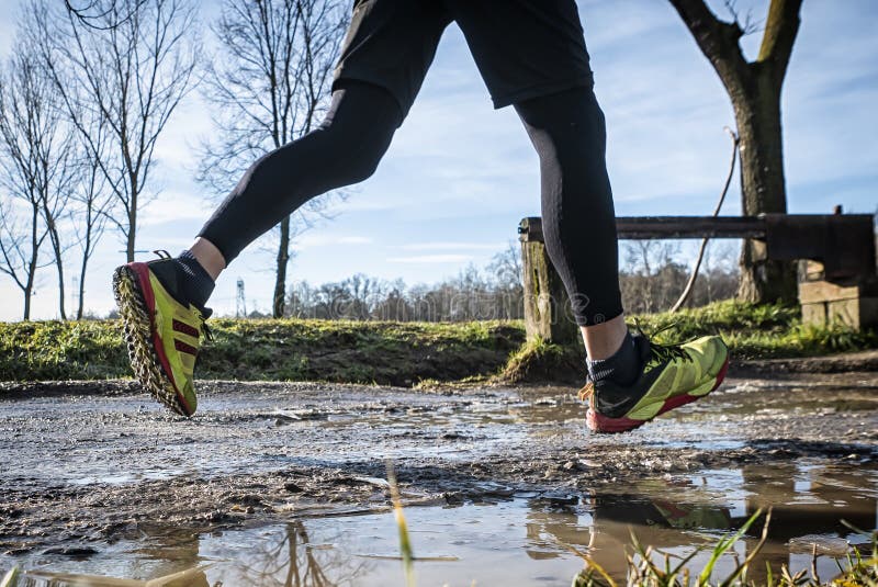 Footing Shoes Close-up on a Trail Stock Photo - Image of runner, fast ...