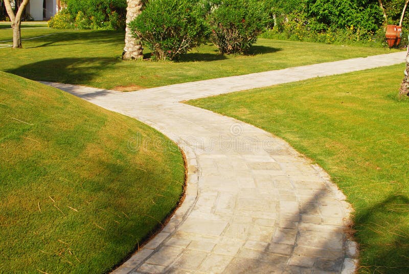 Footpath stock photo. Image of family, house, bushes - 13467176