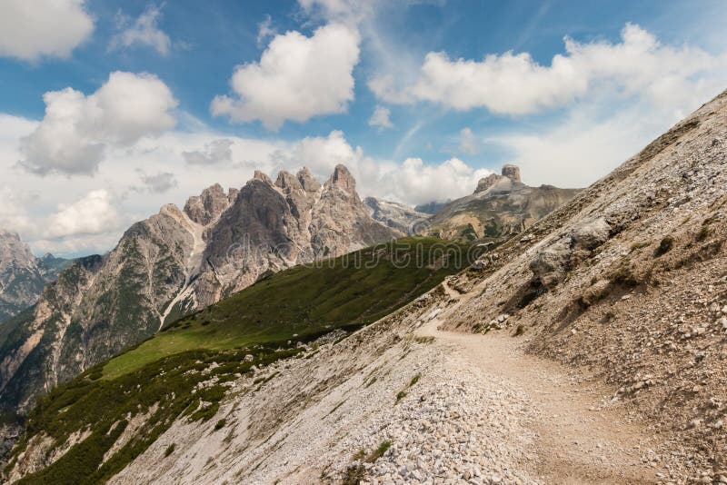 Footpath Across Slope in Dolomites Stock Photo - Image of footpath ...
