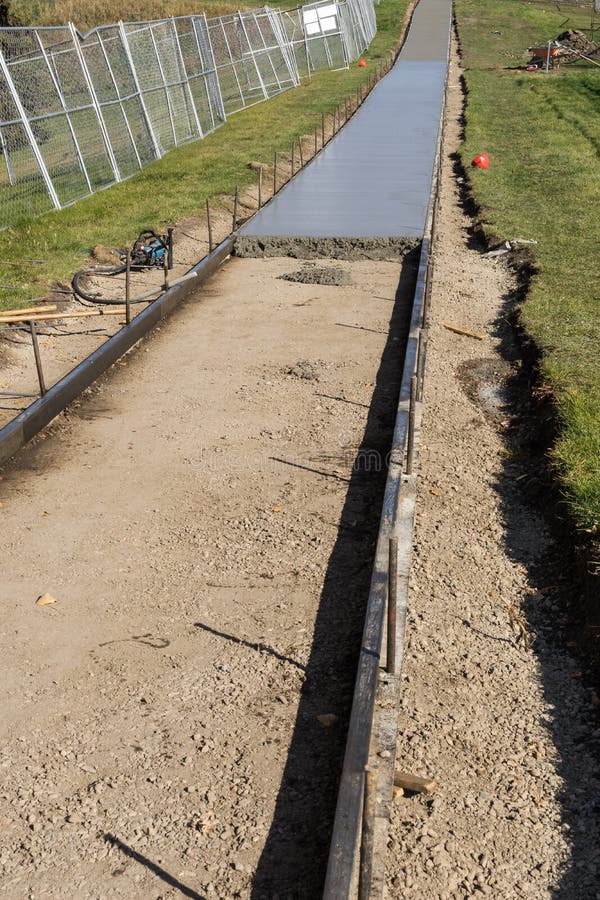 Footpath Construction - Concrete Work Stock Photo - Image of rail ...