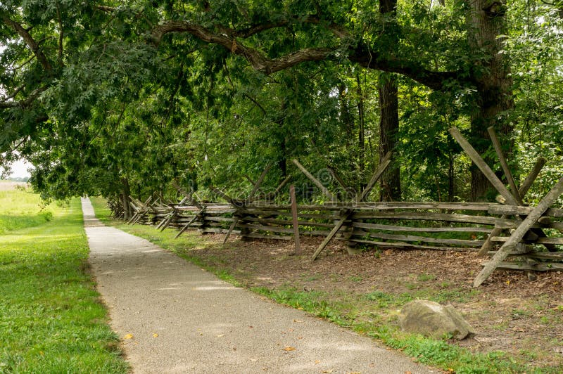 Footpath through the Countryside beside Split Rail Fence Stock Photo ...