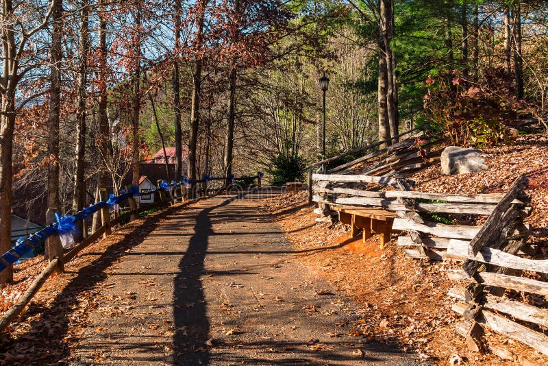 Footpath on Hill, Helen, USA Stock Image - Image of lamppost, mountain ...