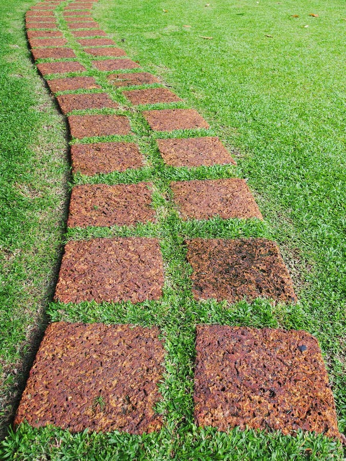 Footpath Made from Stone on Green Grass Stock Image - Image of home ...