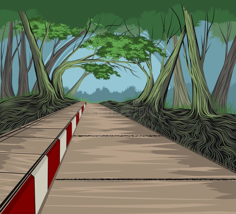 Footpath and park scene stock vector. Illustration of vector - 78401056