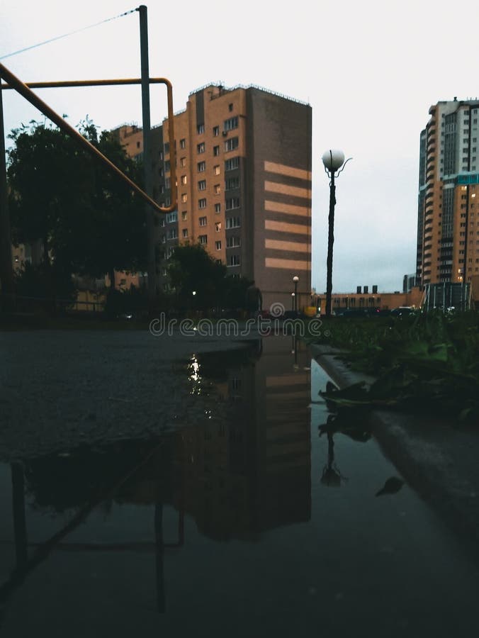 Footpath after rain stock photo. Image of architecture - 193476844