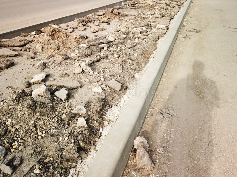 Footpath Reconstruction. New Curbstone Installed and Ready To Be Fixed ...