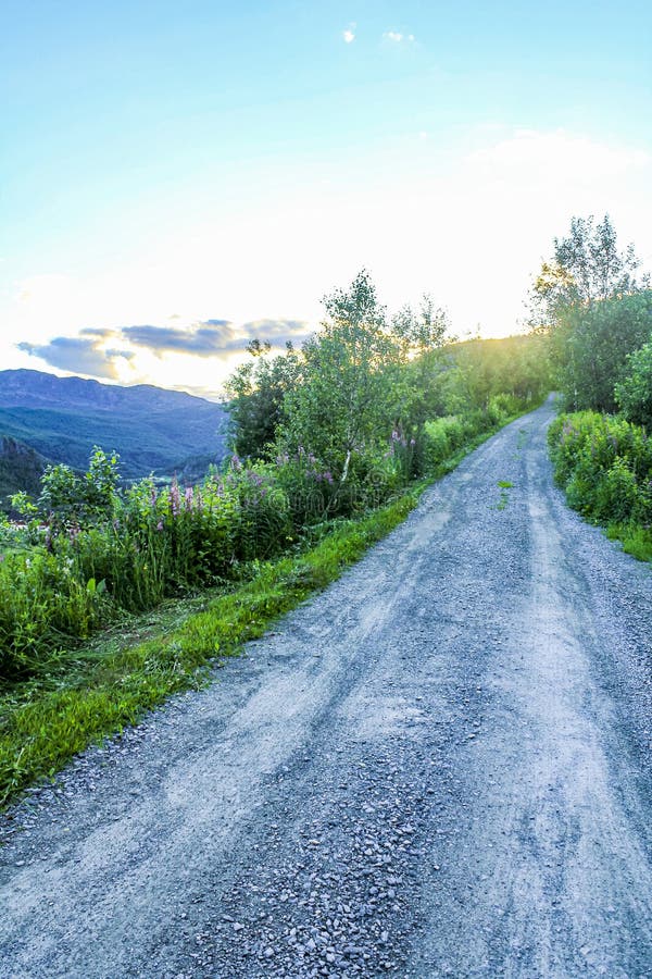 Footpath Road at Sunset in Hemsedal, Norway Stock Image - Image of ...