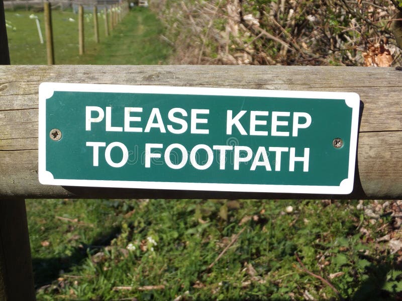 Footpath Please Follow River Bank Yellow Painted Engraved Wooden Stock ...