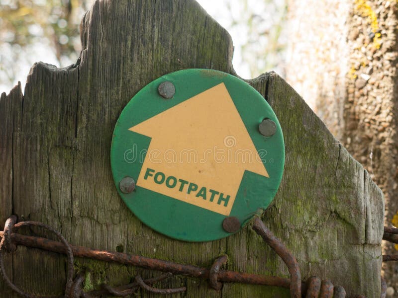 A Footpath Sign Pointing the Direction on Walk Path Stock Image - Image ...