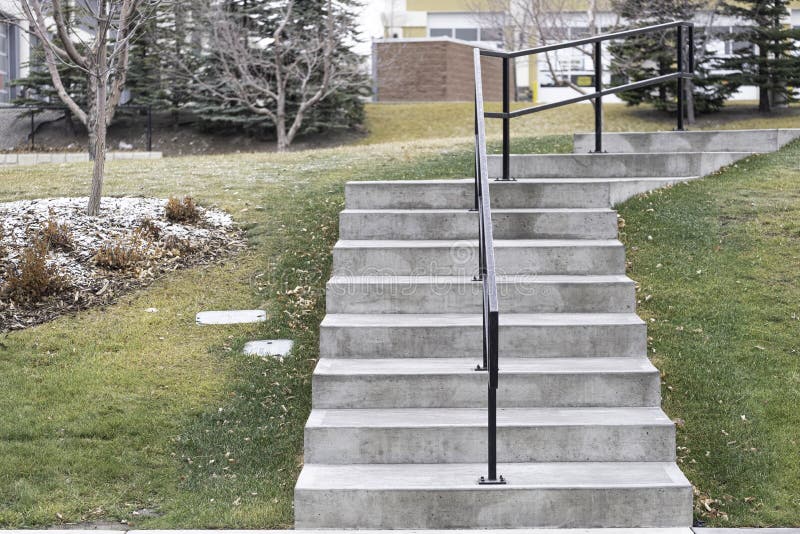 Footpath Steps in Public Park with Handrails Stock Image - Image of ...