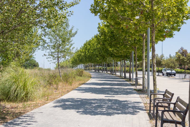 Footpath for Walkers and Cyclists with Resting Place Stock Image ...