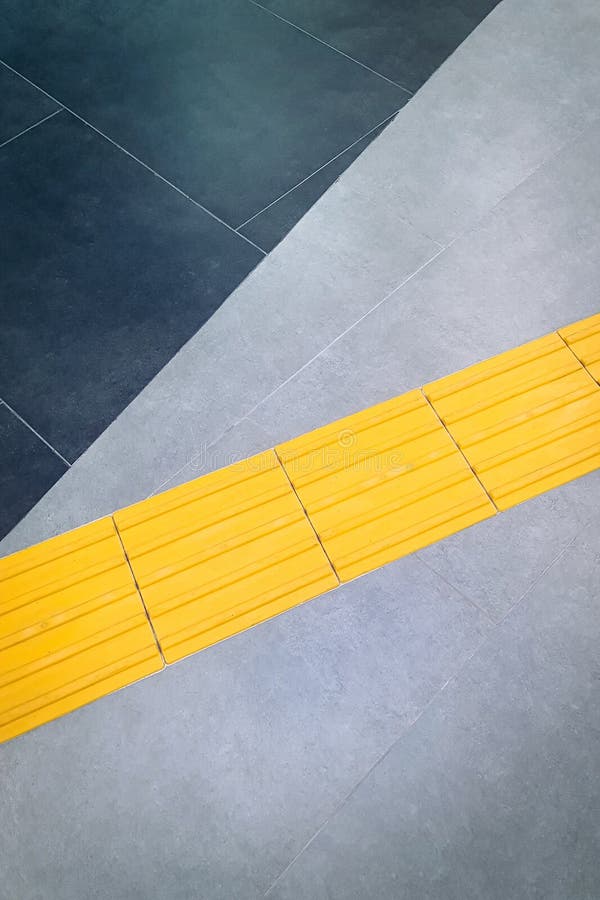 Footpath or Yellow Tactile Tiles for the Blind, Top View, Copy Space ...