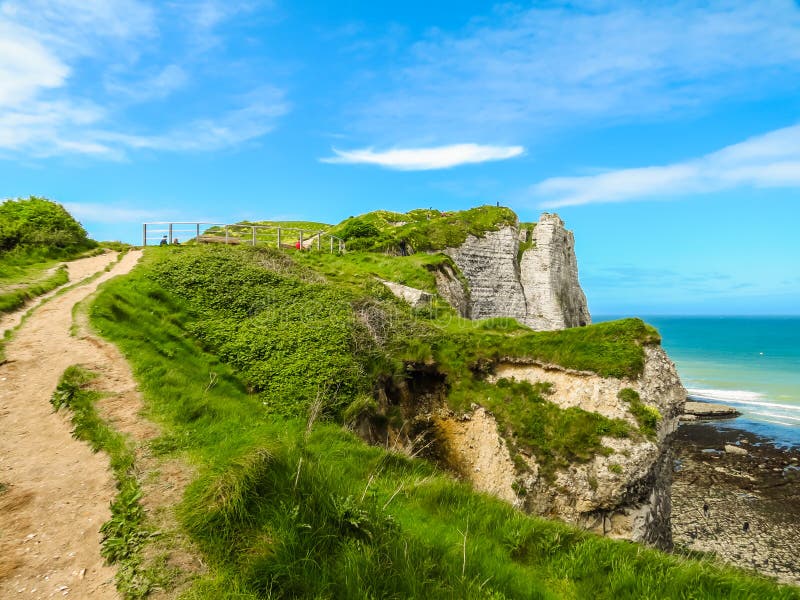 Footpaths on White Rocks of Etretat Stock Image - Image of dalbatre ...