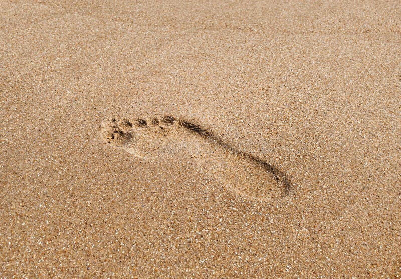 Footprint from a Bare Foot on the Sea Coast Stock Image - Image of ...
