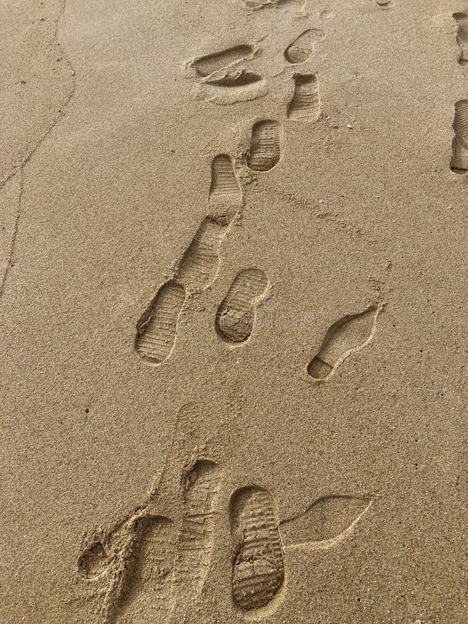 Footprint in the Beach Sand Stock Photo - Image of form, mark: 339754918