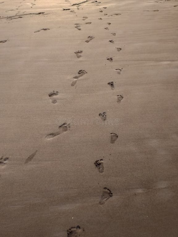 Footprint on the Beach of Widara Umbrela Cilacap, Central Java Stock ...