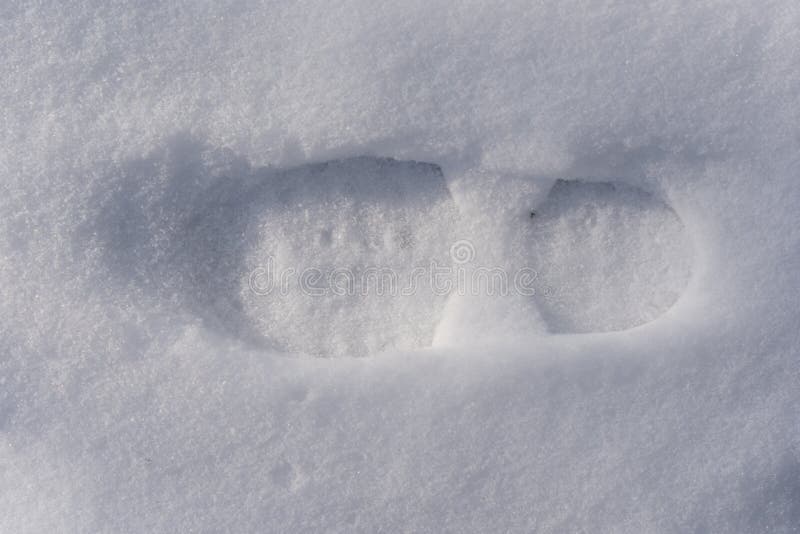 Footprint of a Boot Left in White Snow Stock Photo - Image of domestic ...