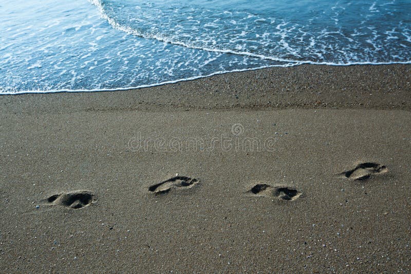 Four Footprints in the Sand of One Family Stock Image - Image of ...