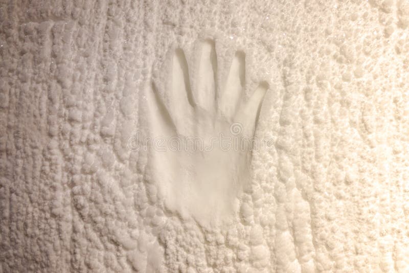 Footprint of a Human Hand on the Ice Stock Photo - Image of hand ...