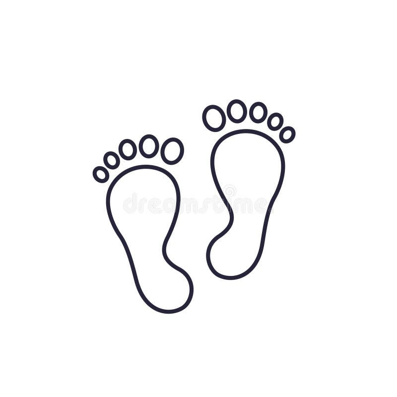 Footprint Icon, Human Foot Prints Line Vector Stock Vector ...