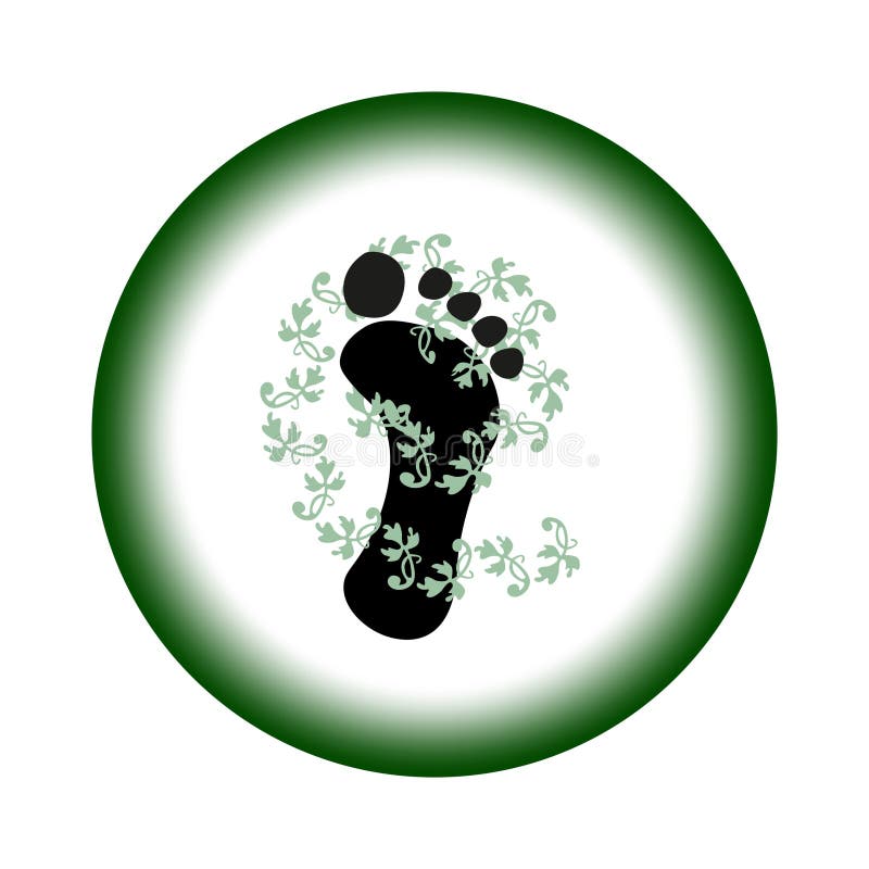 Footprint with Leaves. Green Gradient Circle. Eco-friendly Vector ...